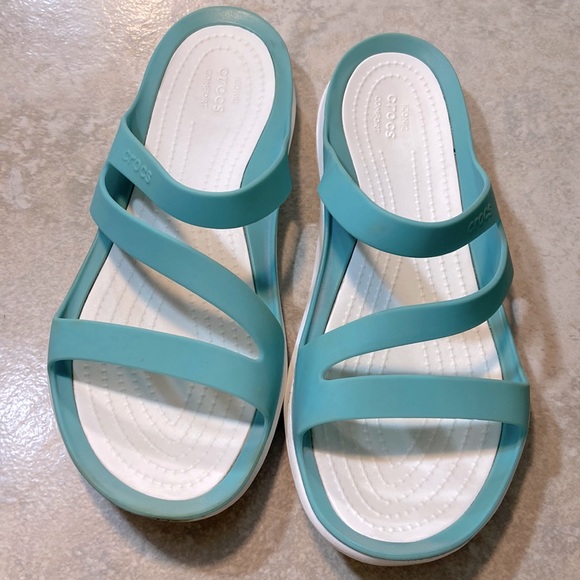 CROCS | Shoes | Crocs Swiftwater Iconic Comfort Teal Green Strappy ...